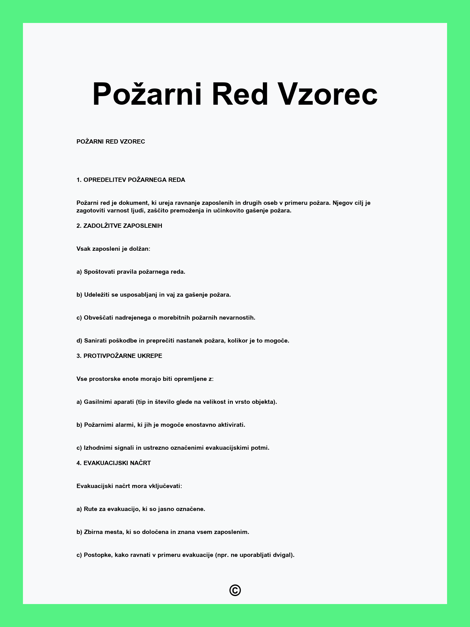 Požarni Red Vzorec